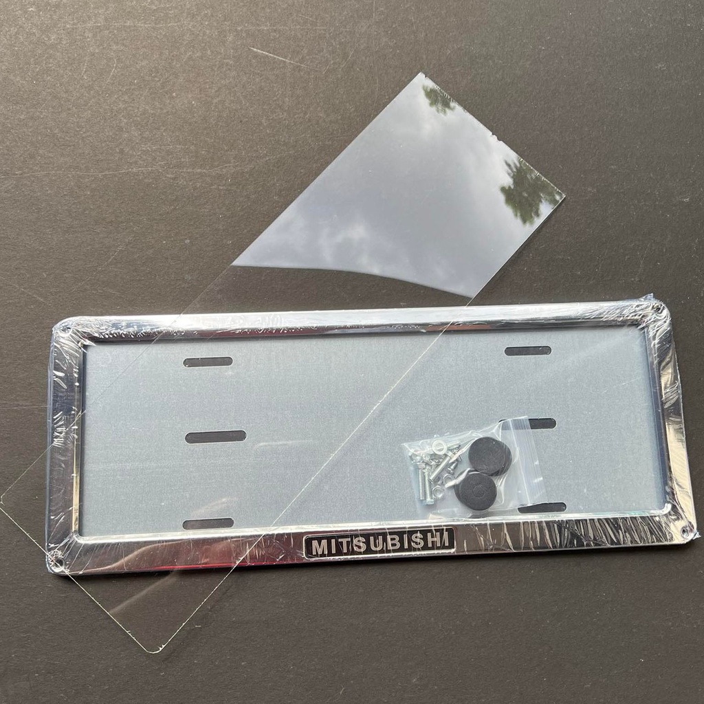 1PC MITSUBISHI Car Plate Cover Deflector Chrome Plate License Frame ...