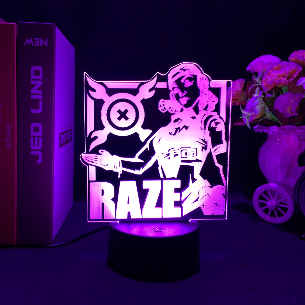 16 Color LED Bedside Lamp Shooter Game Valorant Model Raze 3d Night ...
