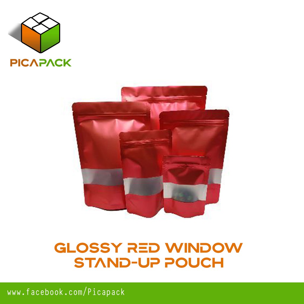 100pcs Glossy Red Standup Ziplock Pouch Nuts Coffee Snacks Food Grade ...