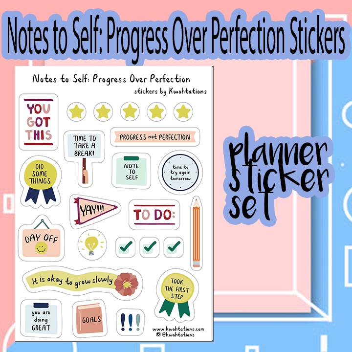 Note To Self - Progress Over Perfection ( for planners and journals ...