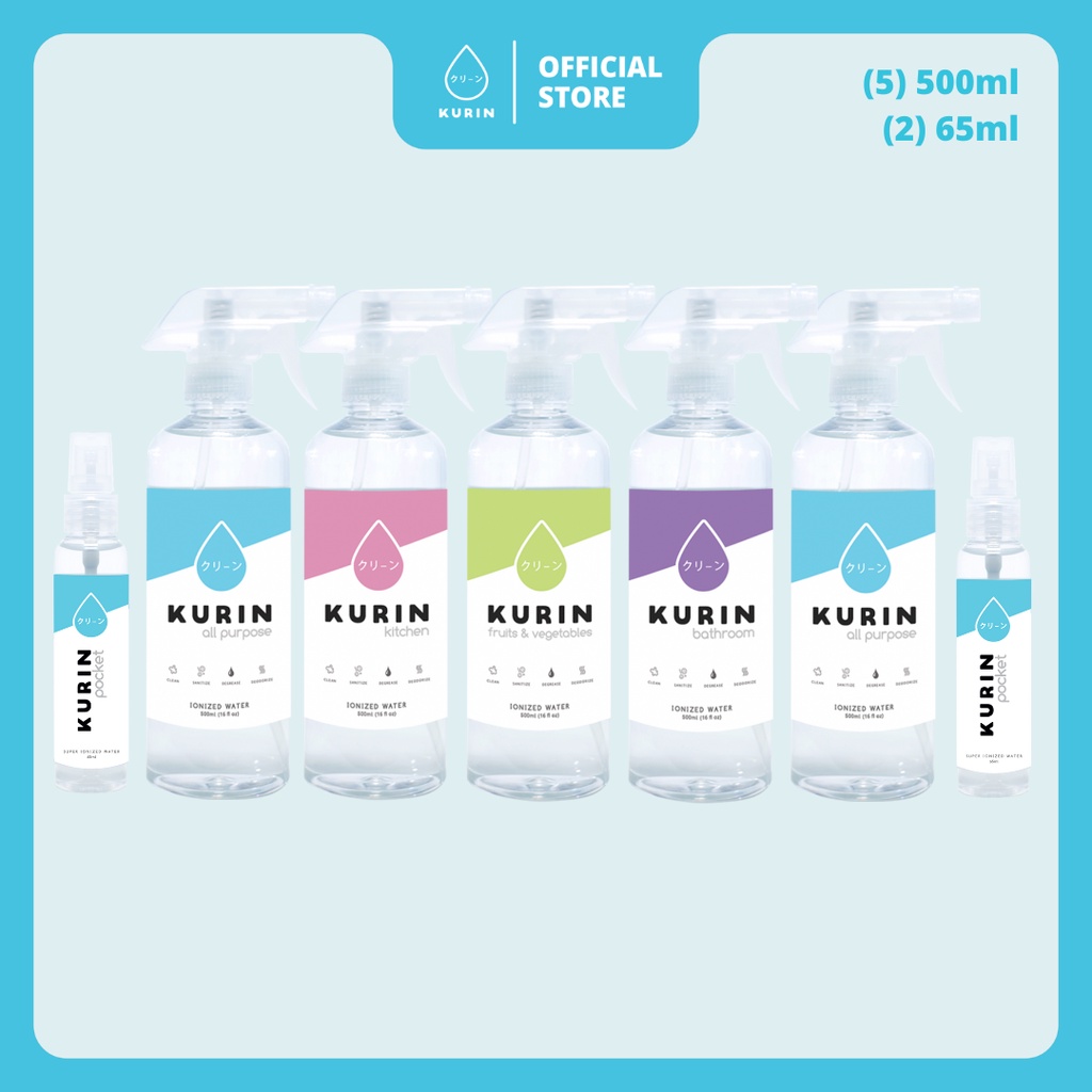 Kurin STARTER PACK Super Ionized Cleaning Water 500ml Set of 5 and 2 ...