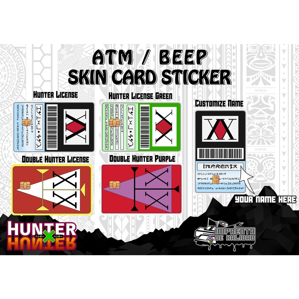 HunterxHunter Skin Card Sticker Vinyl Debit/ATM/beep card sticker skin ...