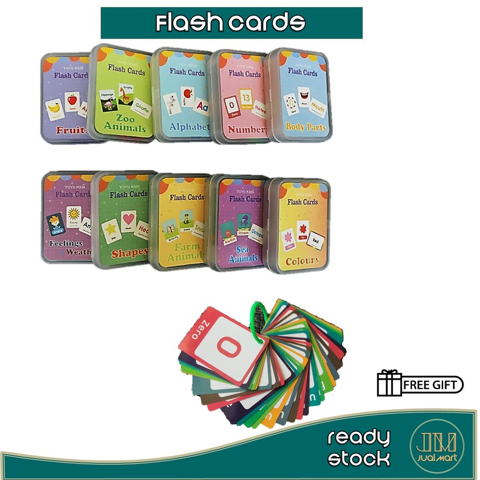 Early learning flash card book alphabet shapes number fruits animals ...