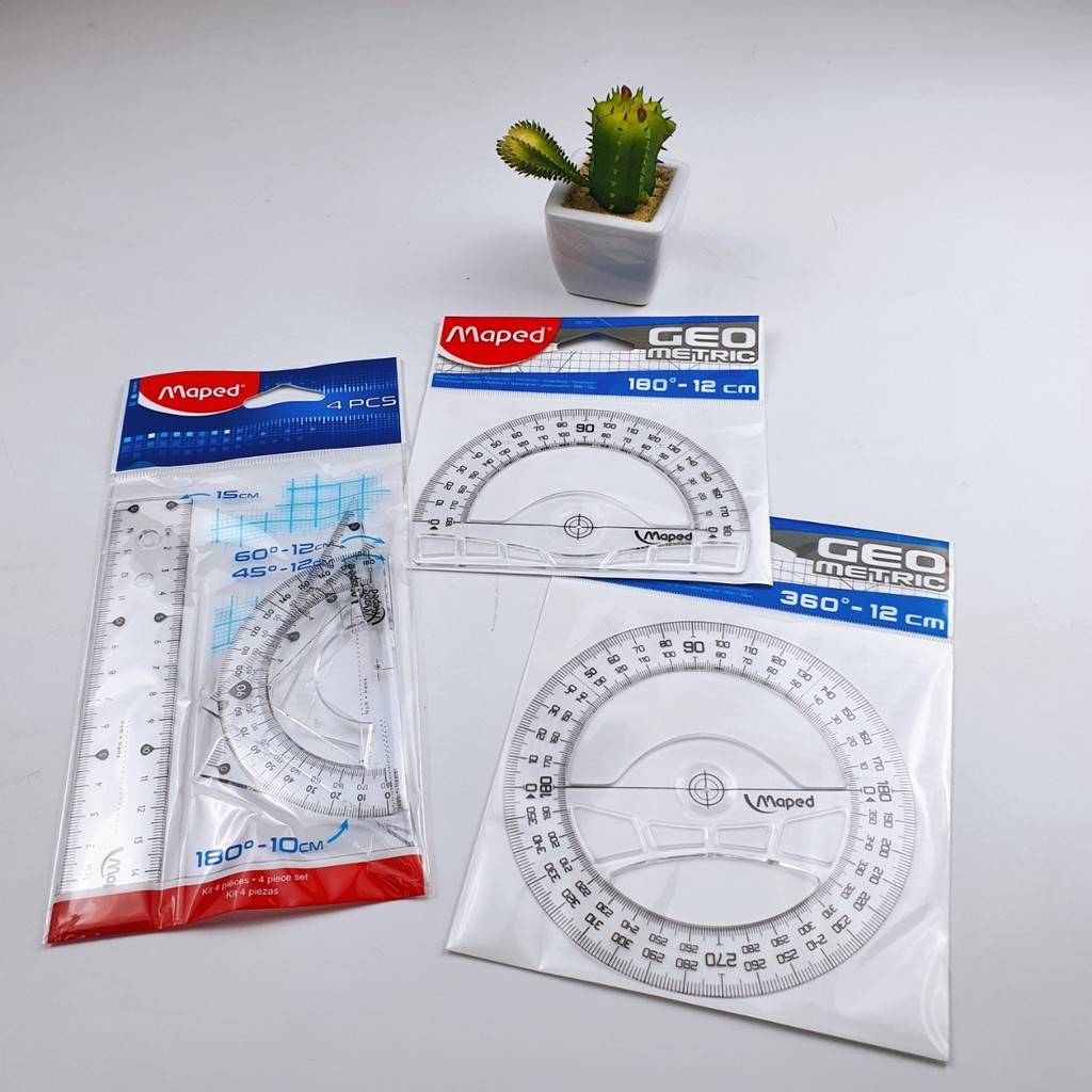 Maped Geometry Set 4P Protractor 360 Degree Pro 12cm. Clear Plastic ...