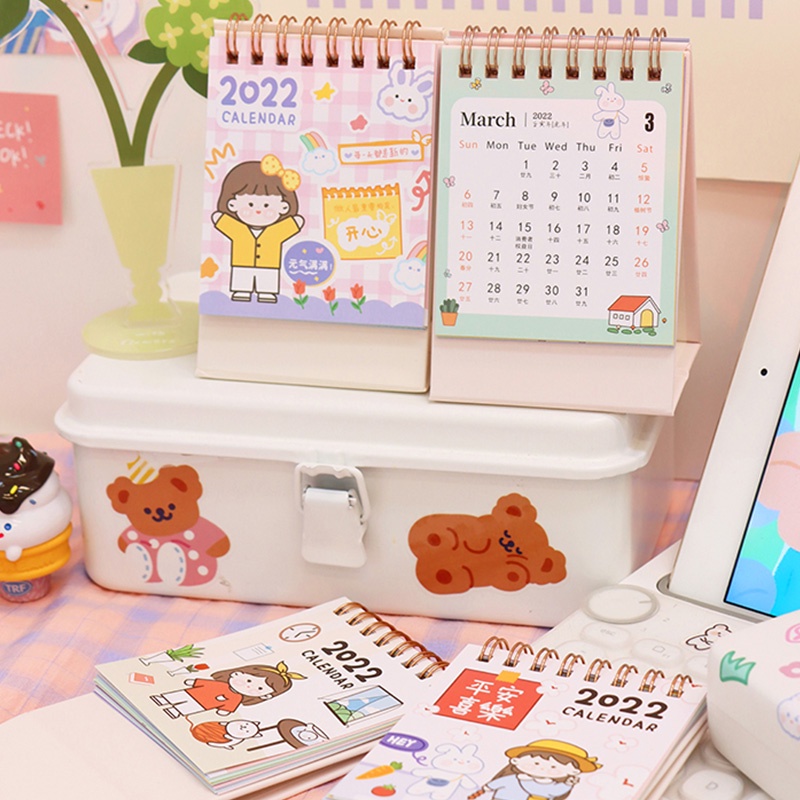 2022 Japanese Cartoon Mini Desk Calendar with Coil Kawaii Deco Diary ...