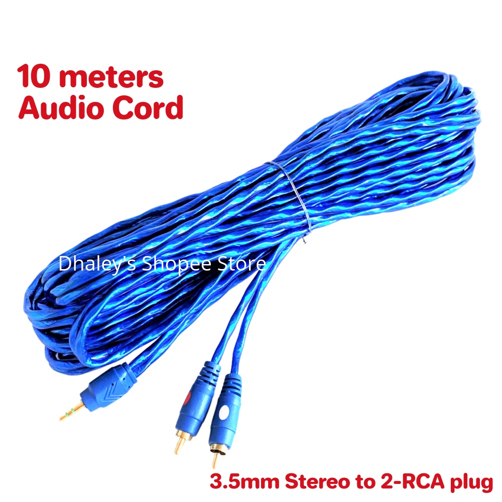 10meters RCA to 3.5mm Stereo Cord Heavy Duty Audio Cord 1x2 RCA Jack to ...