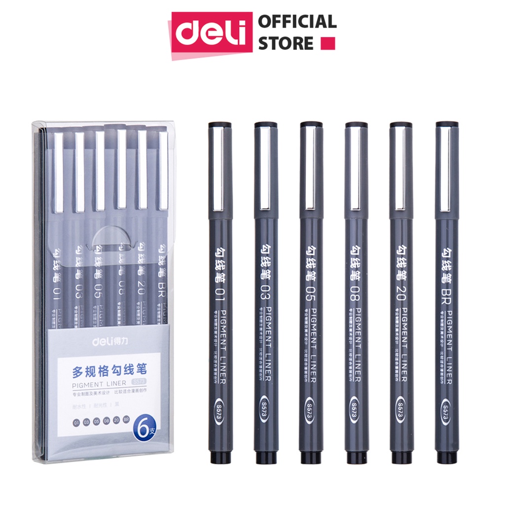 Deli black multi-tip technical pen - water resistant - sketching ...