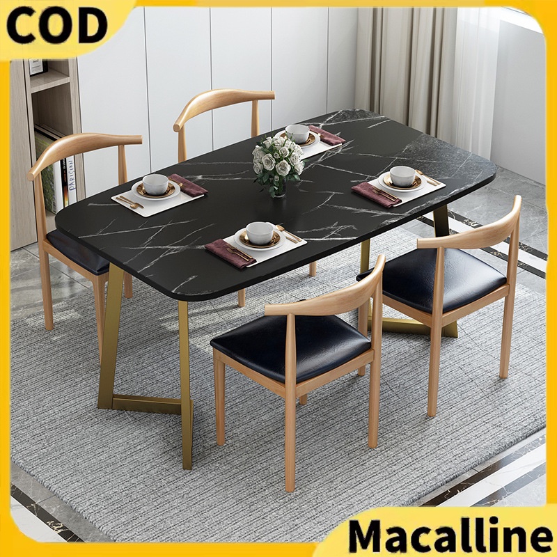 COD 140CM Imitation marble Dining Table Kitchen long table simple ...
