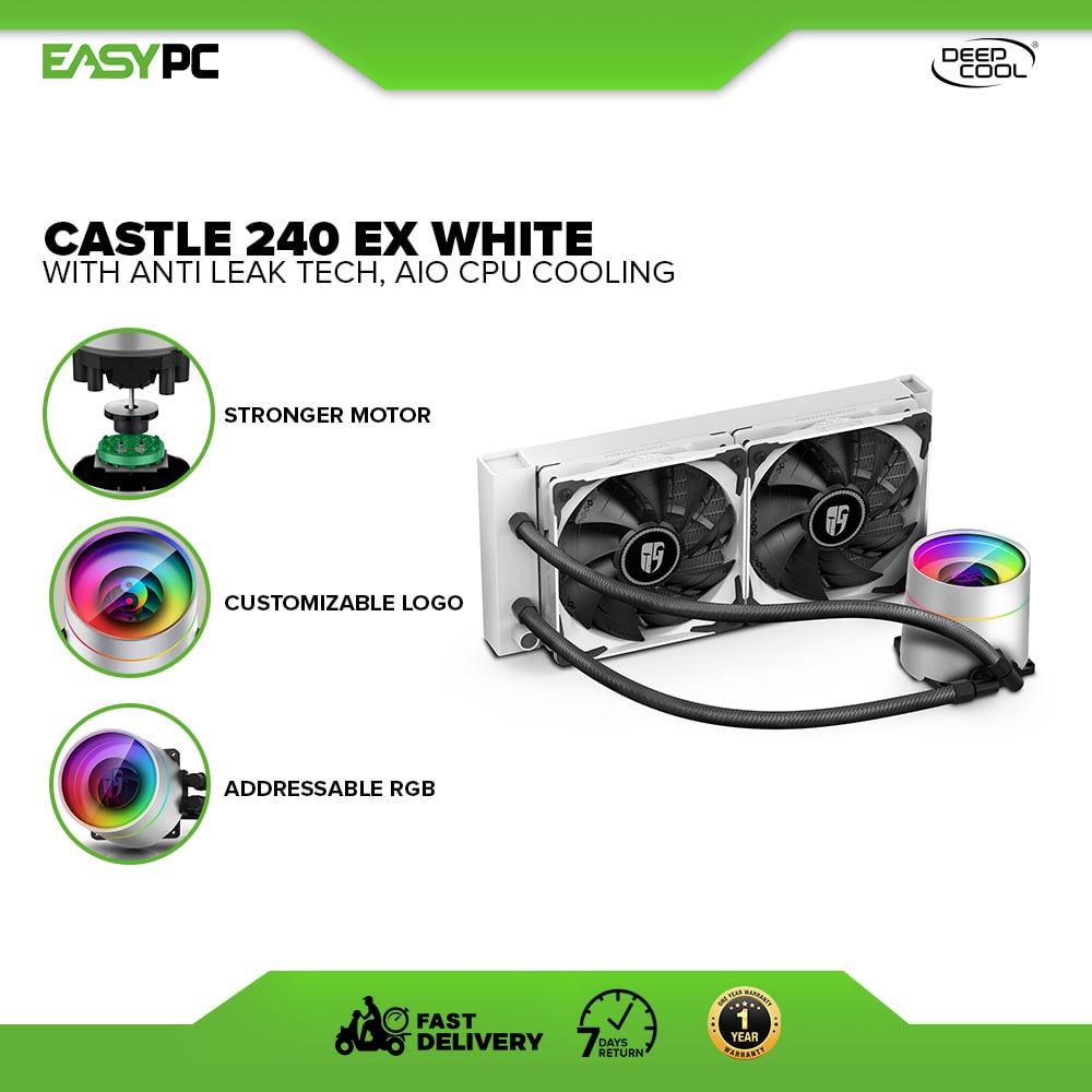 DEEP COOL Castle 240EX WH, Addressable RGB or ARGB AIO Liquid CPU ...