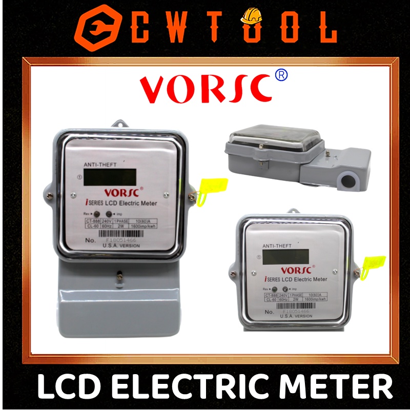 VORSC Electric Sub-Meter LCD Digital Display Watt Meter KWH Type ...