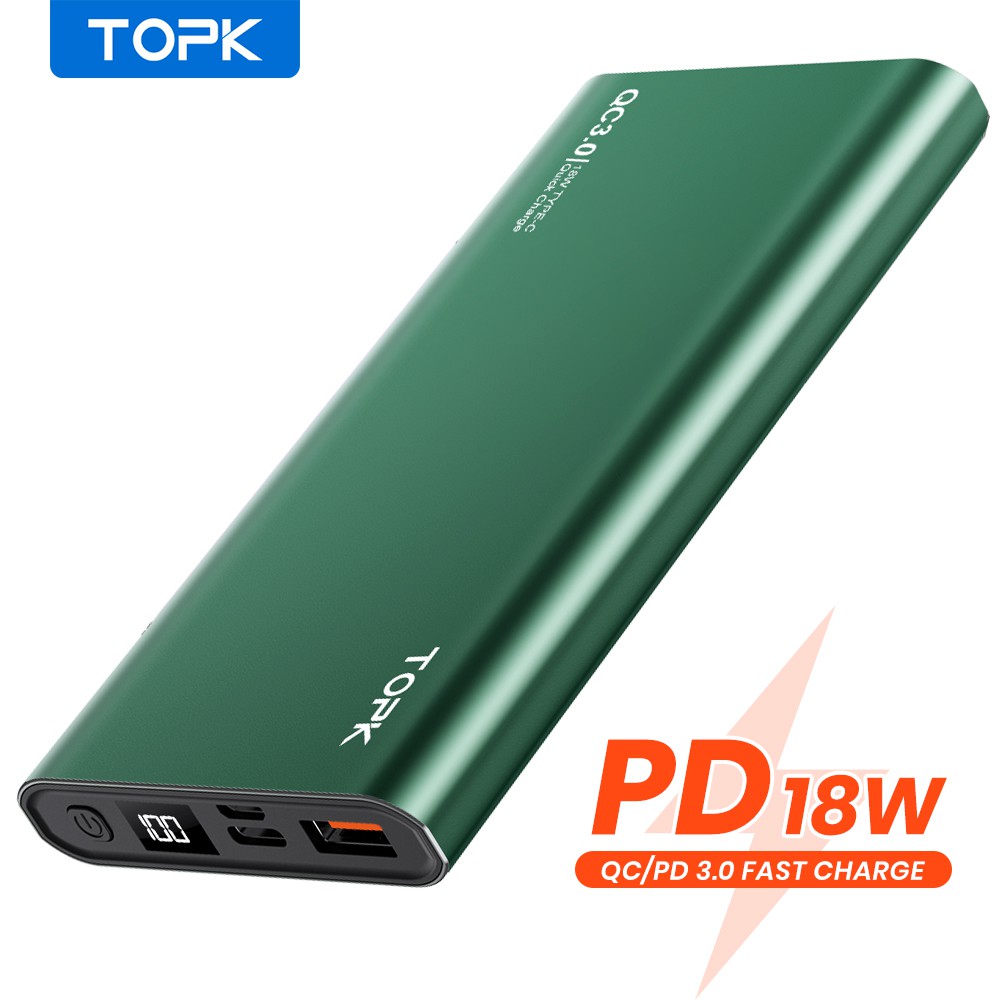 TOPK I1006P 10000mAh Powerbank Quick Charge Digital Display Power Bank ...