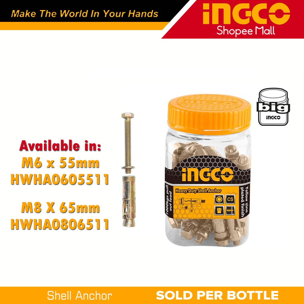 Ingco Heavy Duty Shell Anchor Yellow Zinc Plated Finish IHT | Shopee ...