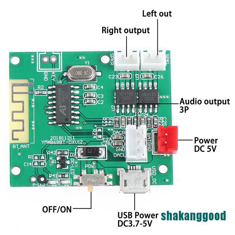 SKPH Bluetooth 5.0 Amplifier Board 5W*2 Stereo Power Amp Decoder Audio ...