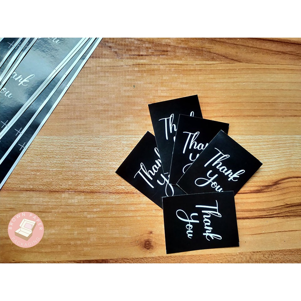 Black Thank You Sticker in packs of 30pcs (Brown Paper Packaging ...