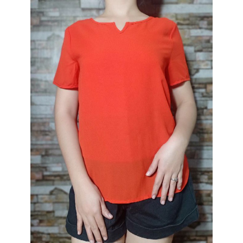 PRELOVED Blouse in Orange (S to M) | Shopee Philippines