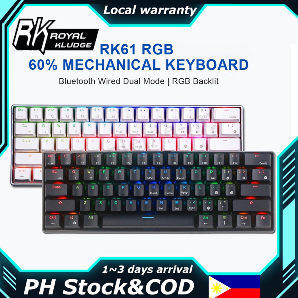 Royal Kludge RK61 RK71 Wireless Bluetooth Keyboard Mechanical Backlight ...