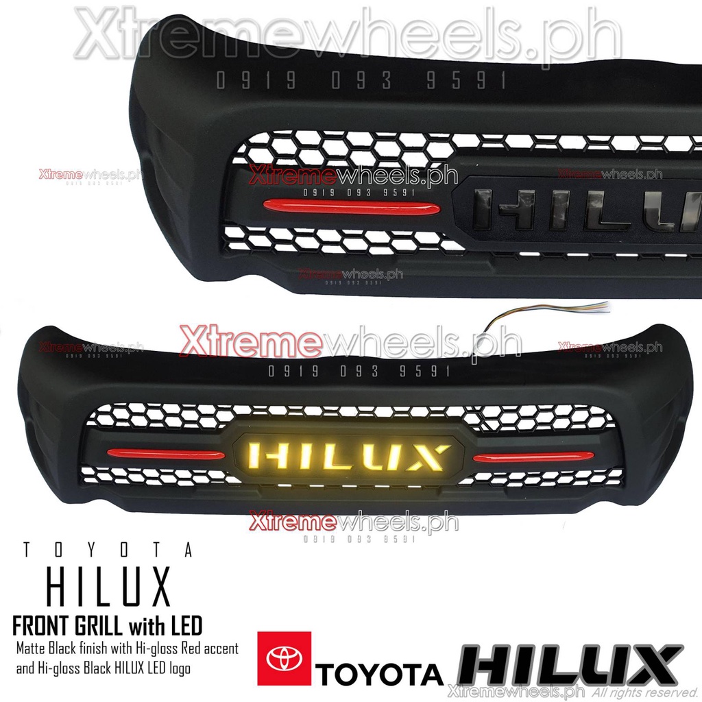 Toyota Hilux J E G 2016-2020 LED Hilux Logo with Red Front Grill ...