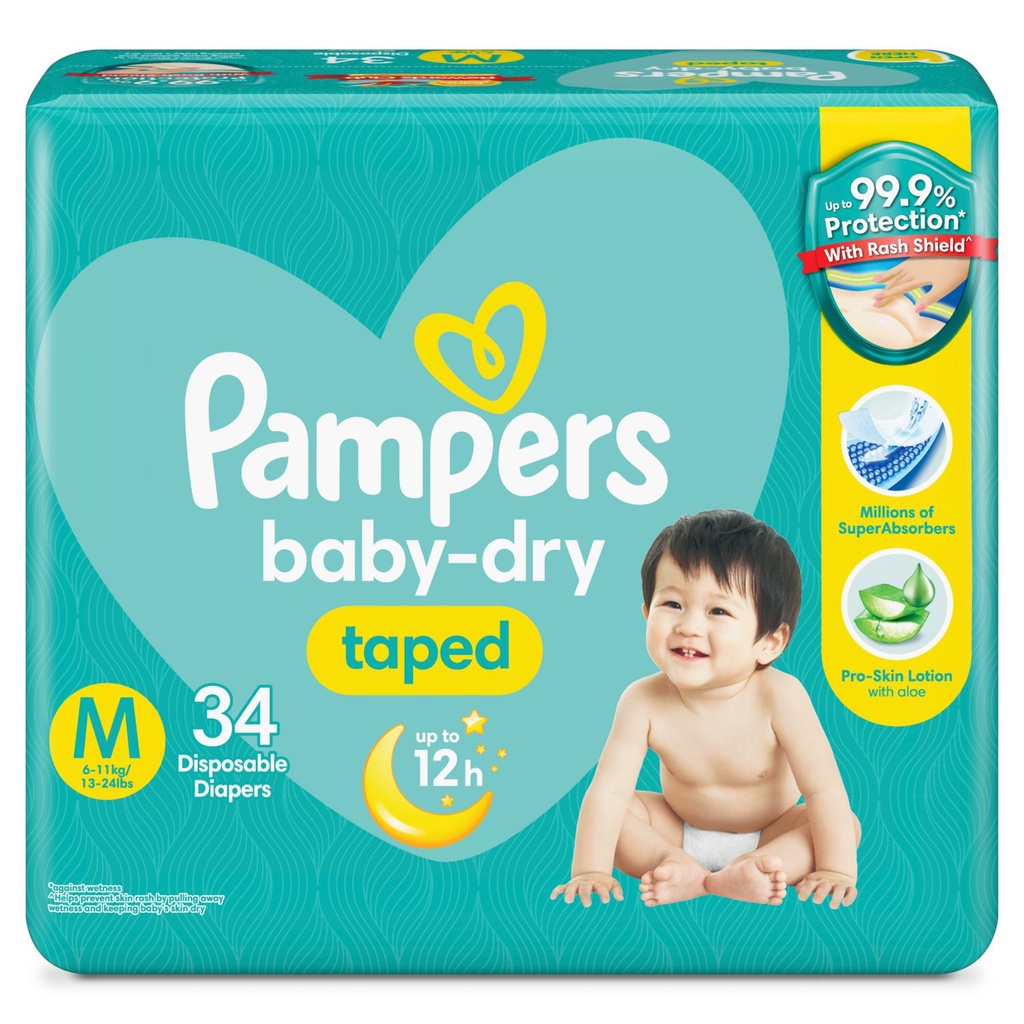 Pampers Baby Dry Taped Diapers Medium 34s | Shopee Philippines