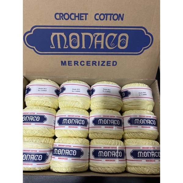 3ply (Per BOX )Monaco Mercerized Crochet cotton 12 balls (single color ...