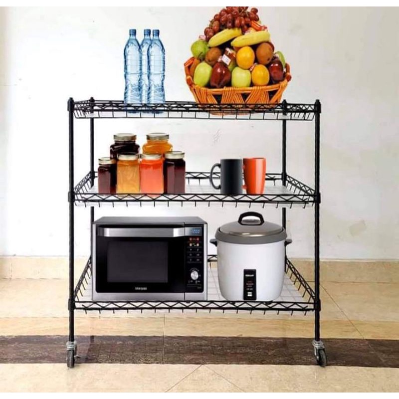 WIRE CART RACKS with Wheels - 3 Layers | Shopee Philippines