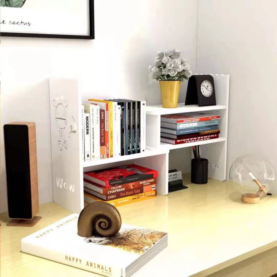 DIY Multifunctional Wooden White Book Folder Shelf Desktop Table Book ...