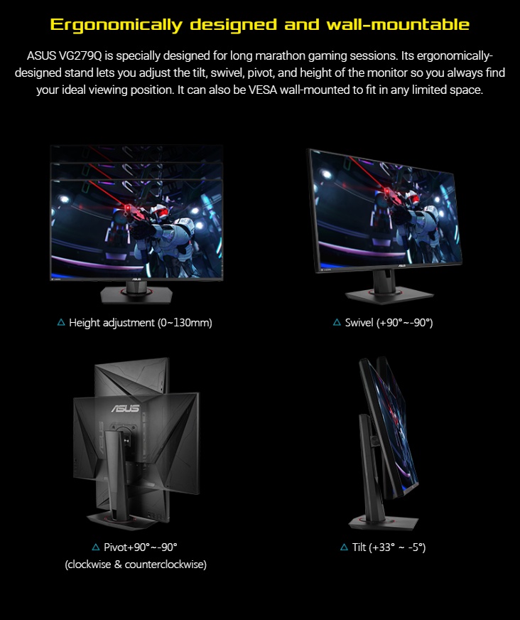 Asus VG279Q 27" Gaming Monitor Full HD, IPS, 1ms (MPRT), 144Hz ...