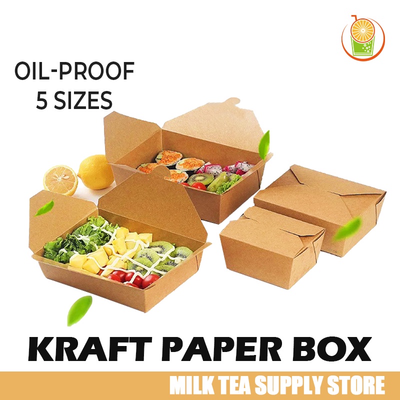 50pcs Lunch Meal Box Kraft Paper Takeout Box For Restaurant Disposable