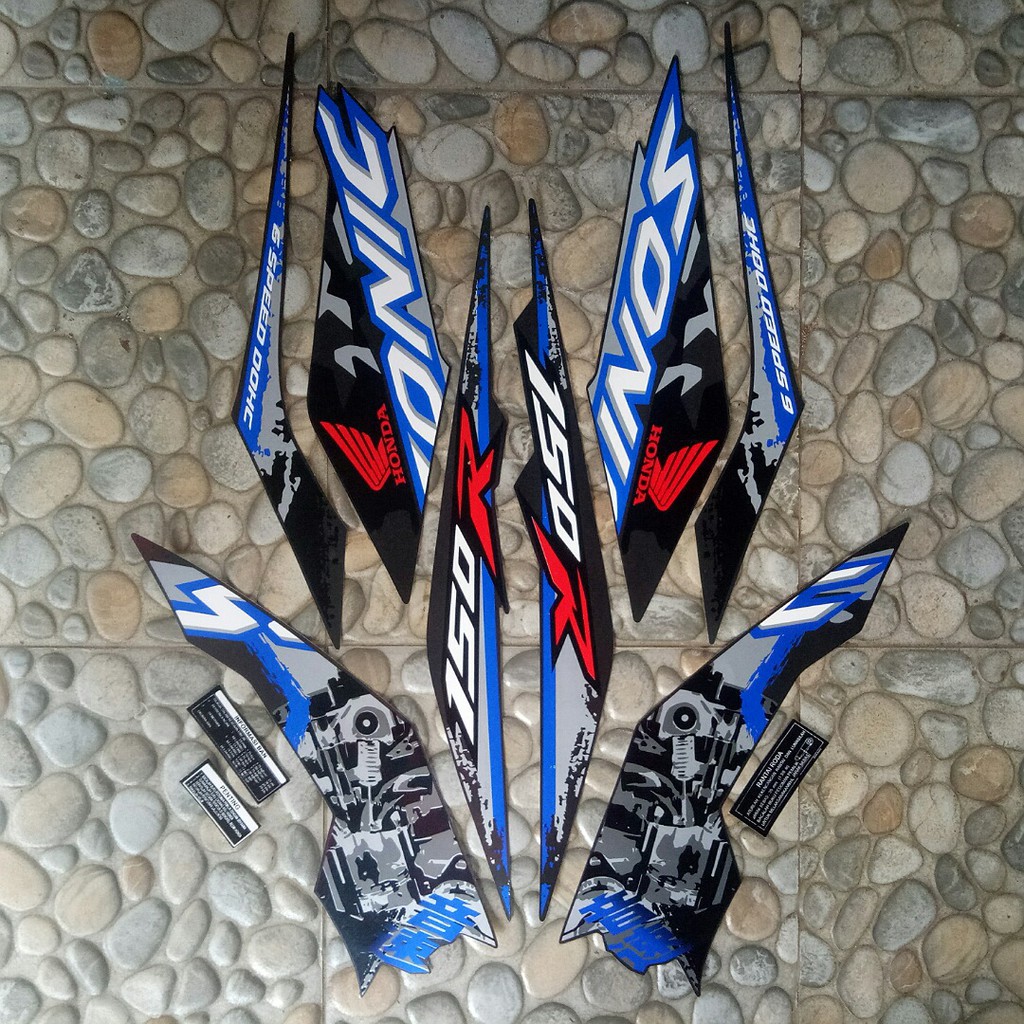 HITAM Striping Stickers honda sonic se 150 2019 Black-Blue Motorcycle ...