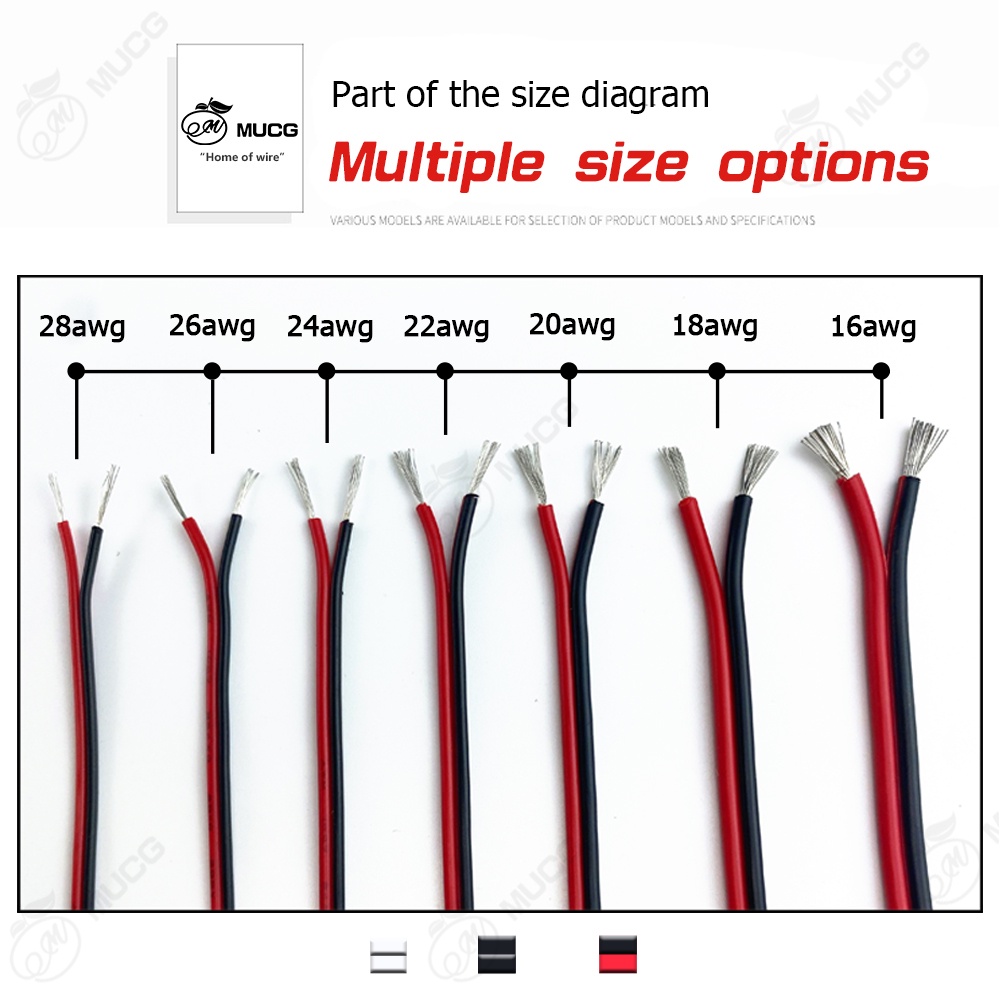 2 pin cable red black Electrical Flat wire 5v 12v led Automotive 18awg ...