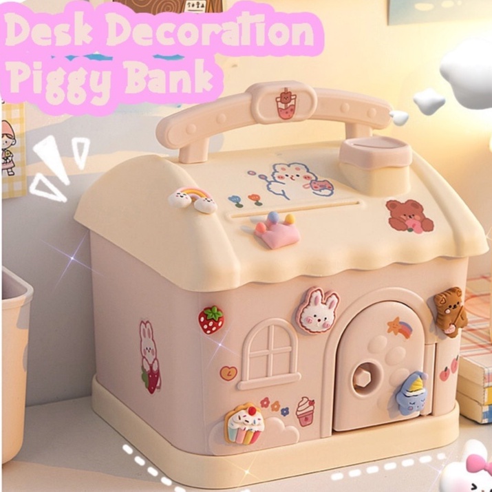 Kawaii Alkansya Piggy Bank Lock Large Organizer Storage Box Cute Girls ...