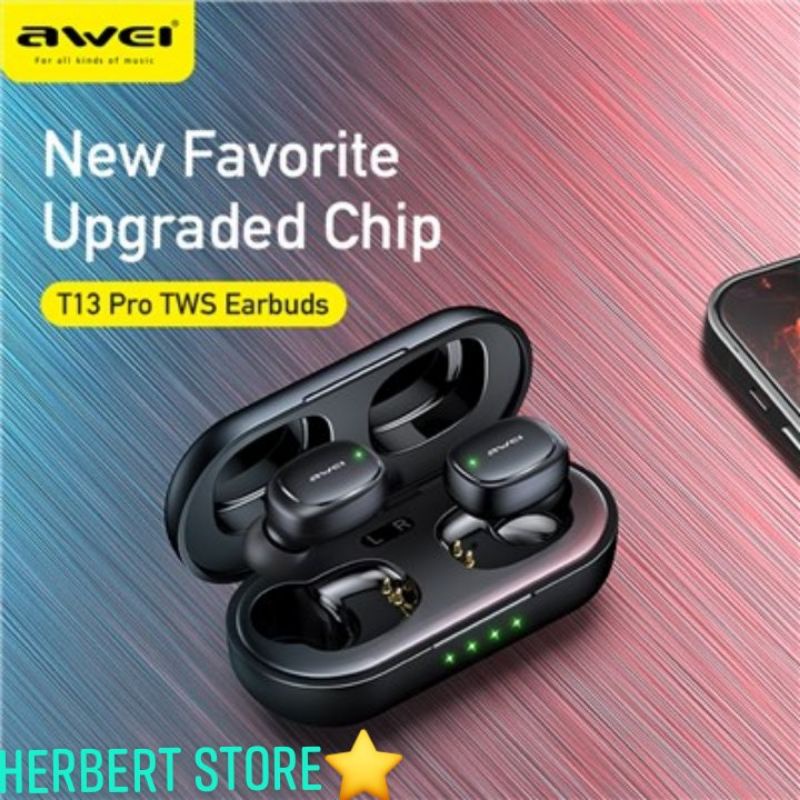 Awei T13 Pro True wireless sports with Charging Case. | Shopee Philippines