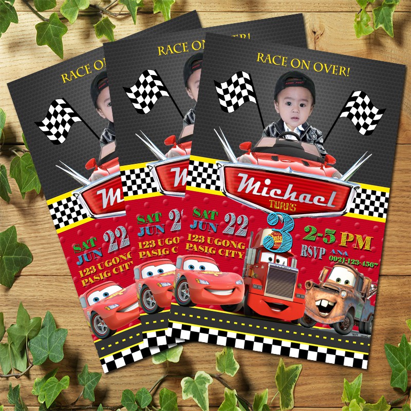 CARS THEMED INVITATION (Free Layout / Laminated) | Shopee Philippines