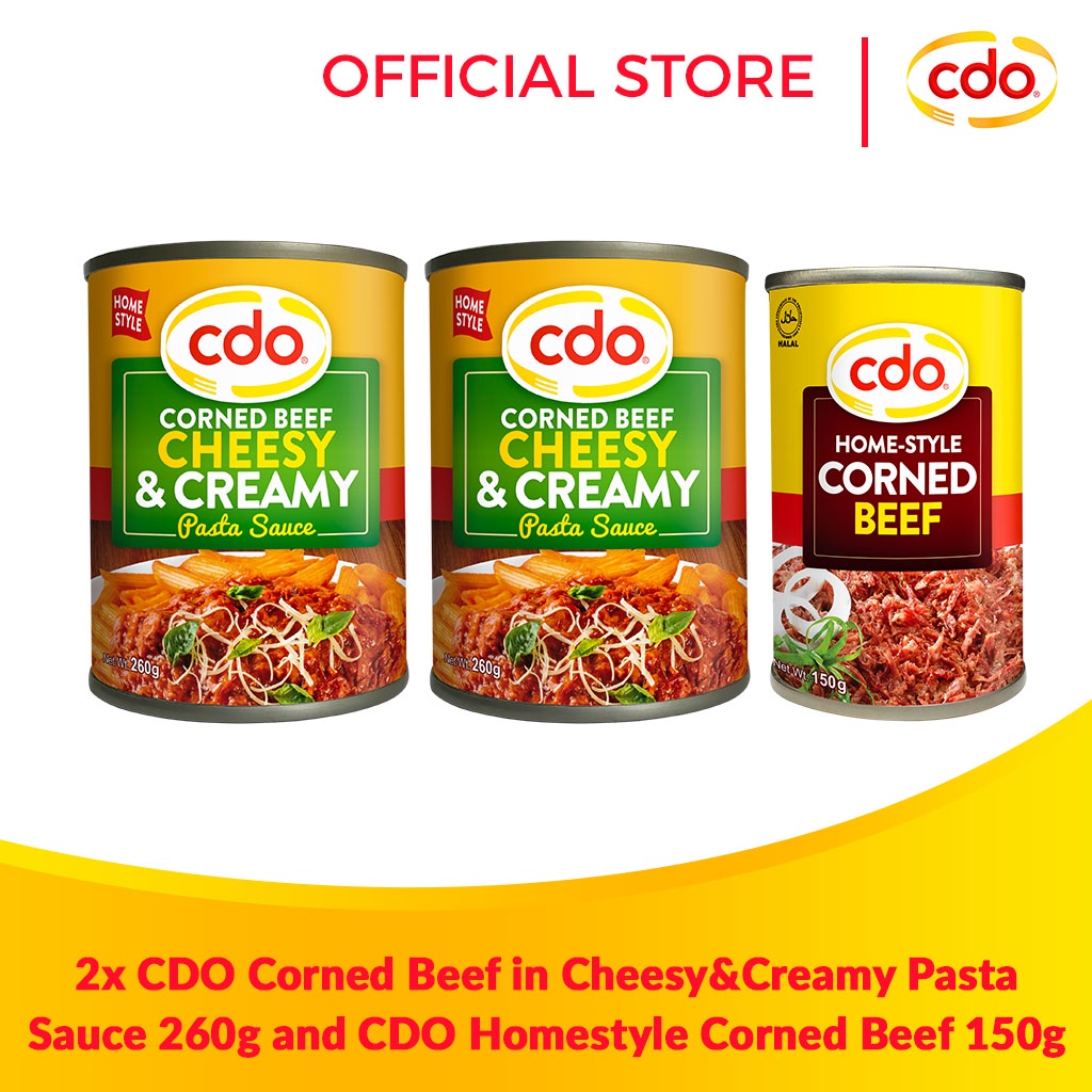 (2PCS) CDO Cheesy&Creamy Pasta Sauce 260g and (1PC) Home-Style Corned ...