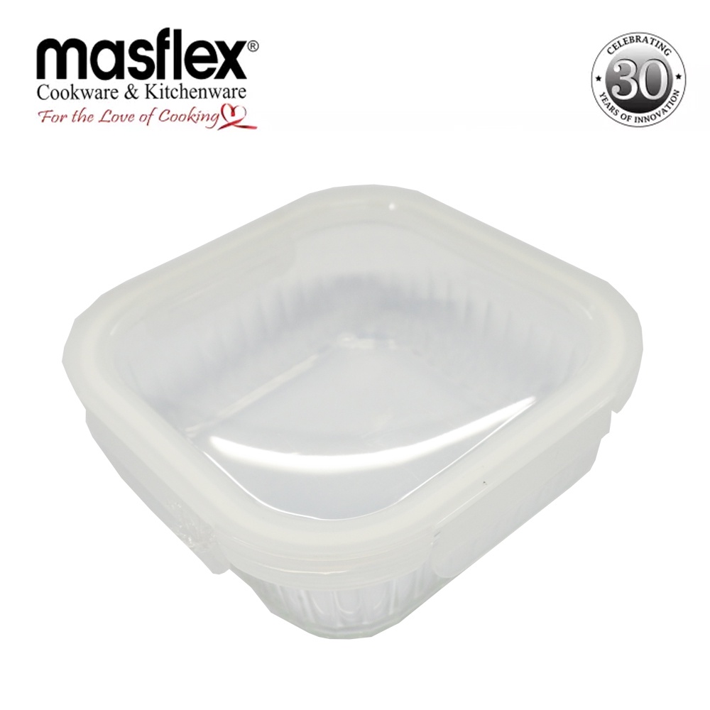 Masflex 800 ml Deluxe Square Glass Food Container with Lid | Shopee ...