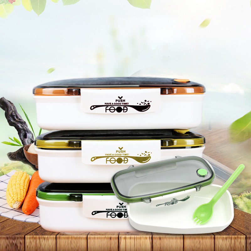 Japanese style lunch box bento box airtight lock with spoon | Shopee ...