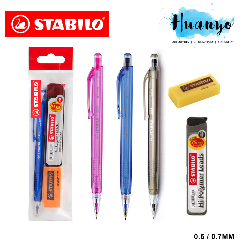 Stabilo Tri Grip Mechanical Pencil 3557 & Hi Polymer Pencil Lead Refill ...