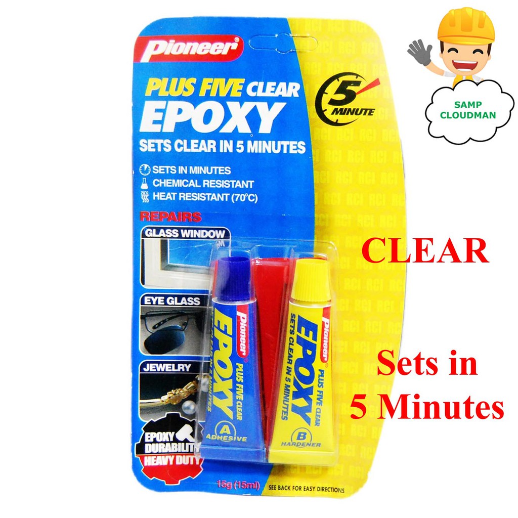 Pioneer Epoxy Plus Five Clear 15g 15ml Tube Set 5 Minutes Heavy Duty ...