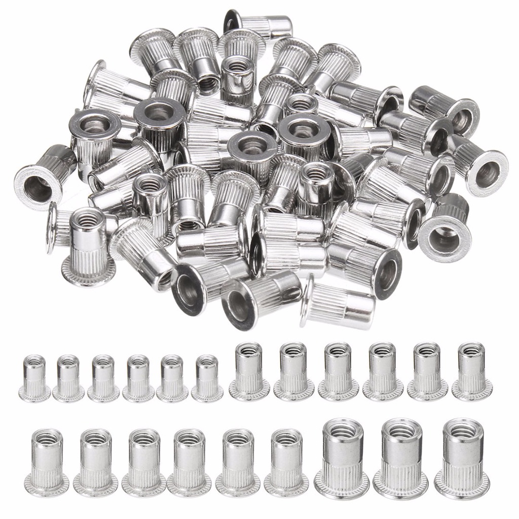 200pcs New M3/M4/M5/M6 Rivnuts Blind Threaded Nutserts Rivet Nut Stainless Steel | Shopee ...
