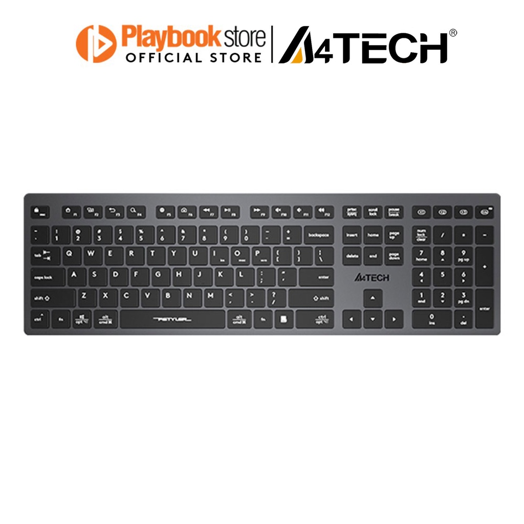 A4Tech FBX50C Bluetooth & 2.4G Wireless Smooth Scissor Switch Keys Ultra-Slim Keycaps Keyboard ...