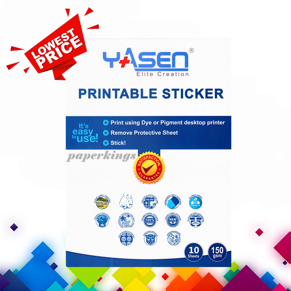 yasen glossy vinyl white sticker - Inkjet Printable A4 | Shopee Philippines