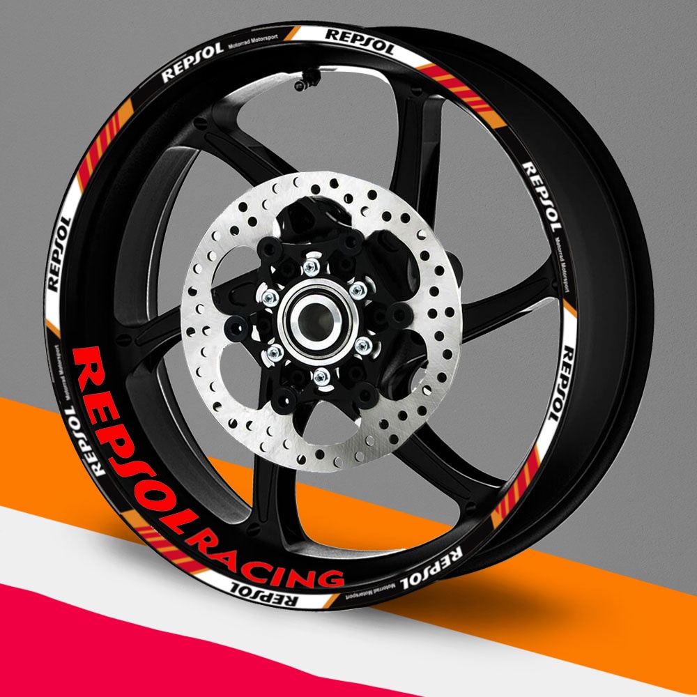 16 Pcs Reflective Motorcycle Wheel Stickers Racing Rim Stripe Tire ...