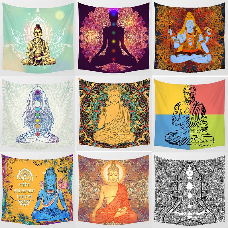 Best sale beauty yoga Buddhism square wall hanging tapestry wall art ...