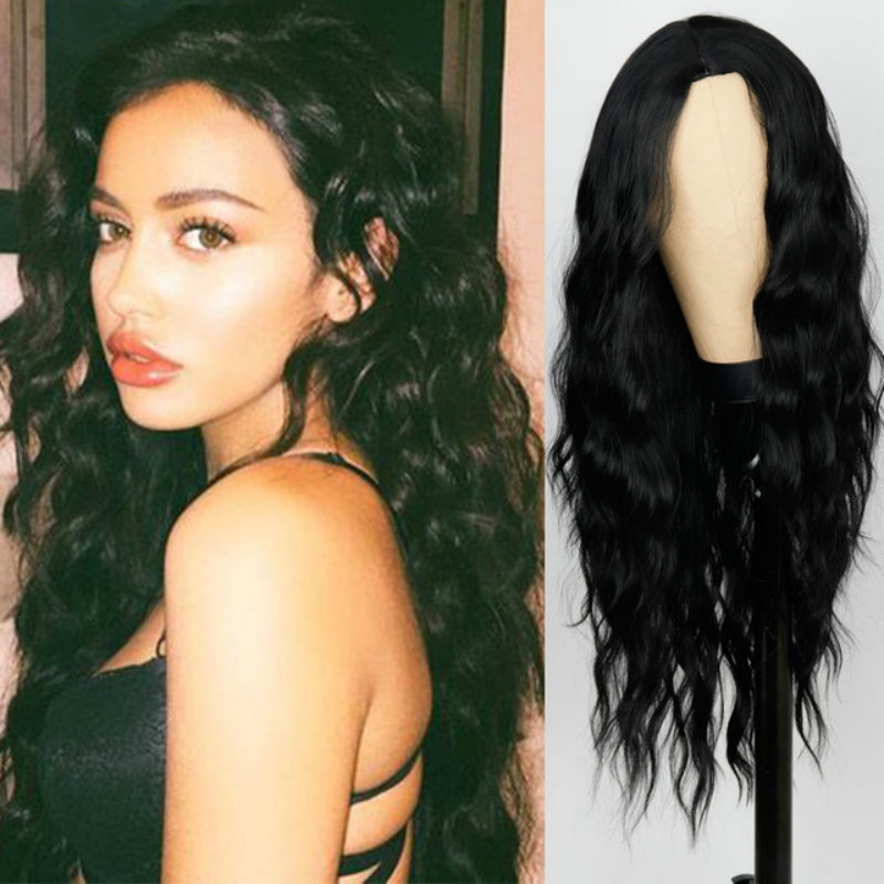Woman wig long curly hair corn perm curly hair full head cover | Shopee ...