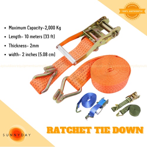 Heavy duty 2'' 2T 10m Adjustable Ratchet Tie Down Cargo Lashing Belt Cargo Straps | Shopee ...