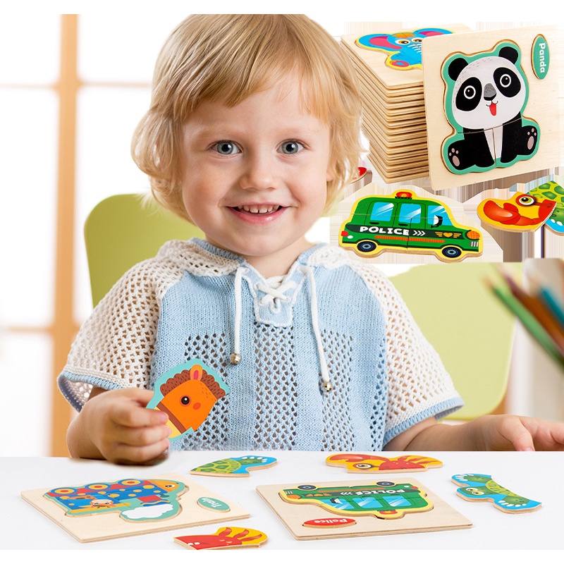 3D Cute Cartoon Puzzle Animals Wooden Jigsaw Puzzles Board For Kids ...