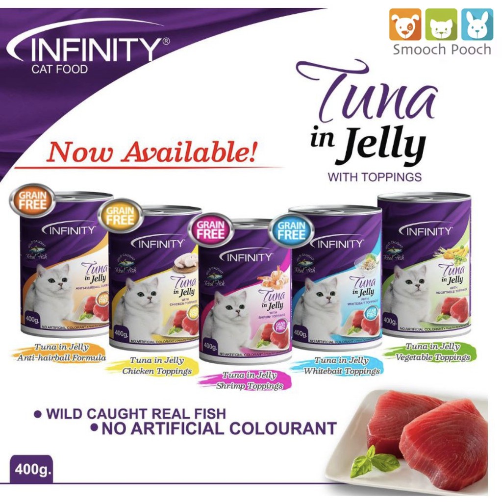 INFINITY CAT FOOD TUNA JELLY with TOPPINGS 400g WET CAN | Shopee ...