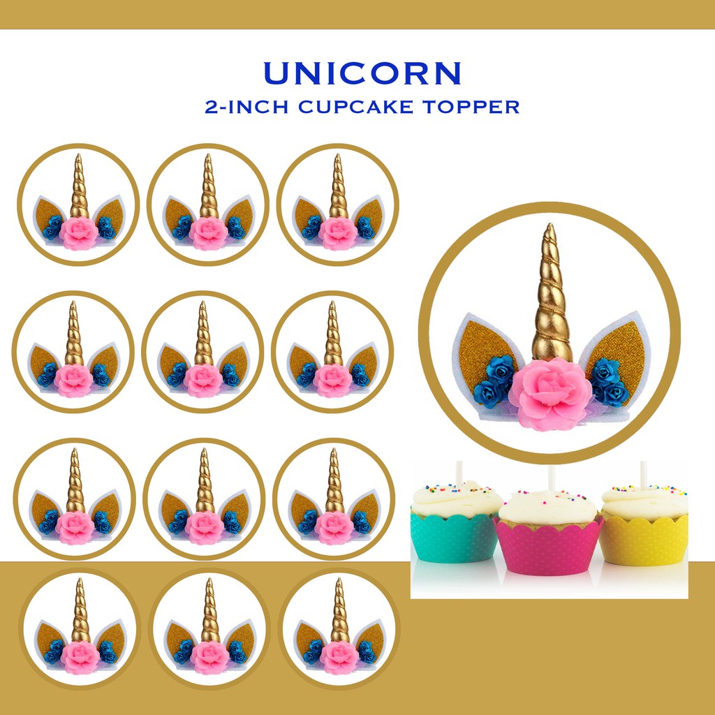 Unicorn Cupcake Topper Sticker Party Decoration 30pcs Shopee Philippines