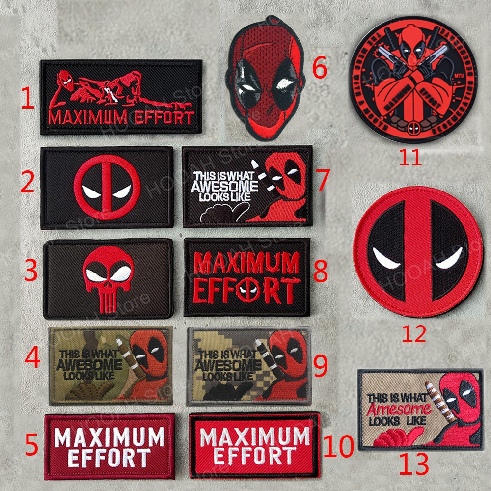 Deadpool Maximum Effort Military Army Tactical Embroidery Patches For Clothes Clothing Emblem ...