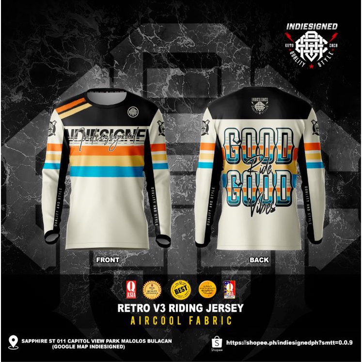 INDIE RETRO V3 (AIRCOOL FABRIC) Motorcycle Riding Jersey Long Sleeves/Bike Jersey Longsleeve ...