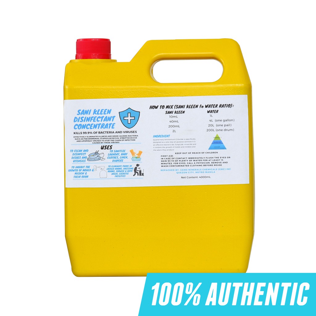 Sani Kleen Disinfectant Concentrate 4L SK-QAT-4L(Outlet) | Shopee ...